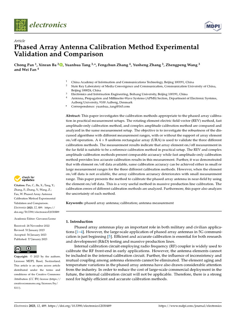 Phased Array Antenna Calibration Method Experimental | PDF | Matrix (Mathematics) | Antenna (Radio)