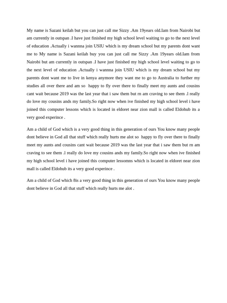 Sazani's Journey: Dreams and Family | PDF