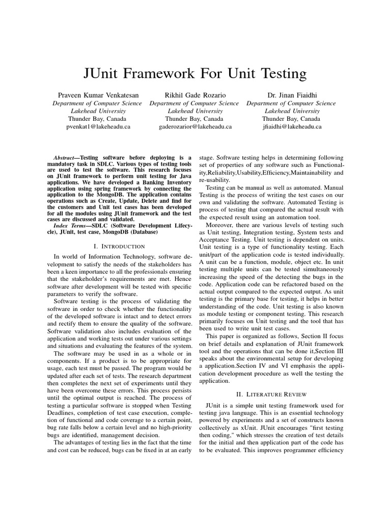 Junit Framework For Unit Testingpdf | PDF | Unit Testing | Method ...