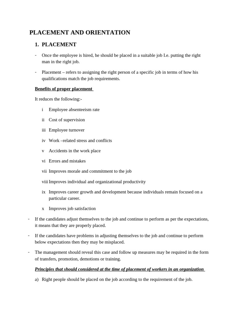 Effective Placement and Orientation Strategies | PDF | Employment ...