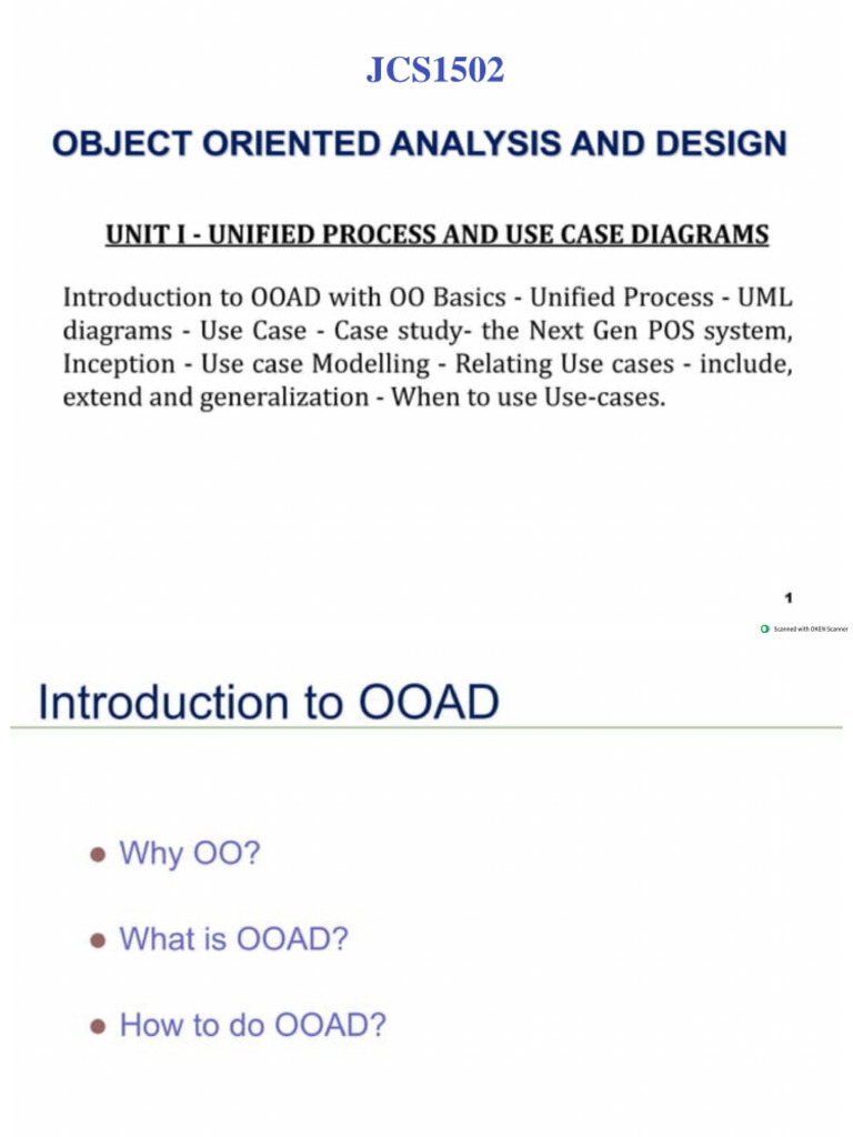 Jcs1502 OOAD Unit 1 | PDF