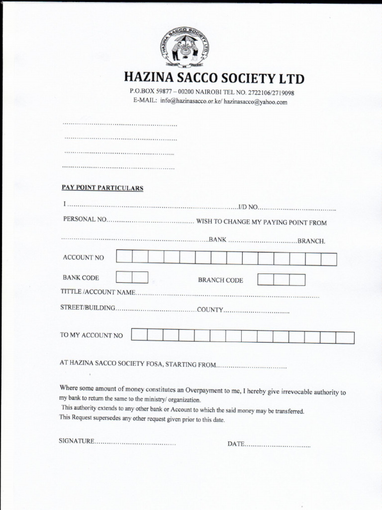 Change of Paypoint Form | PDF