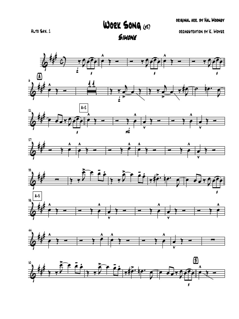 Work Song - Sax Alto 1 | PDF