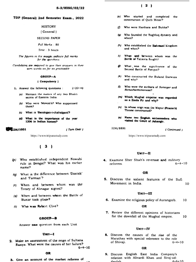 History Q Paper | PDF