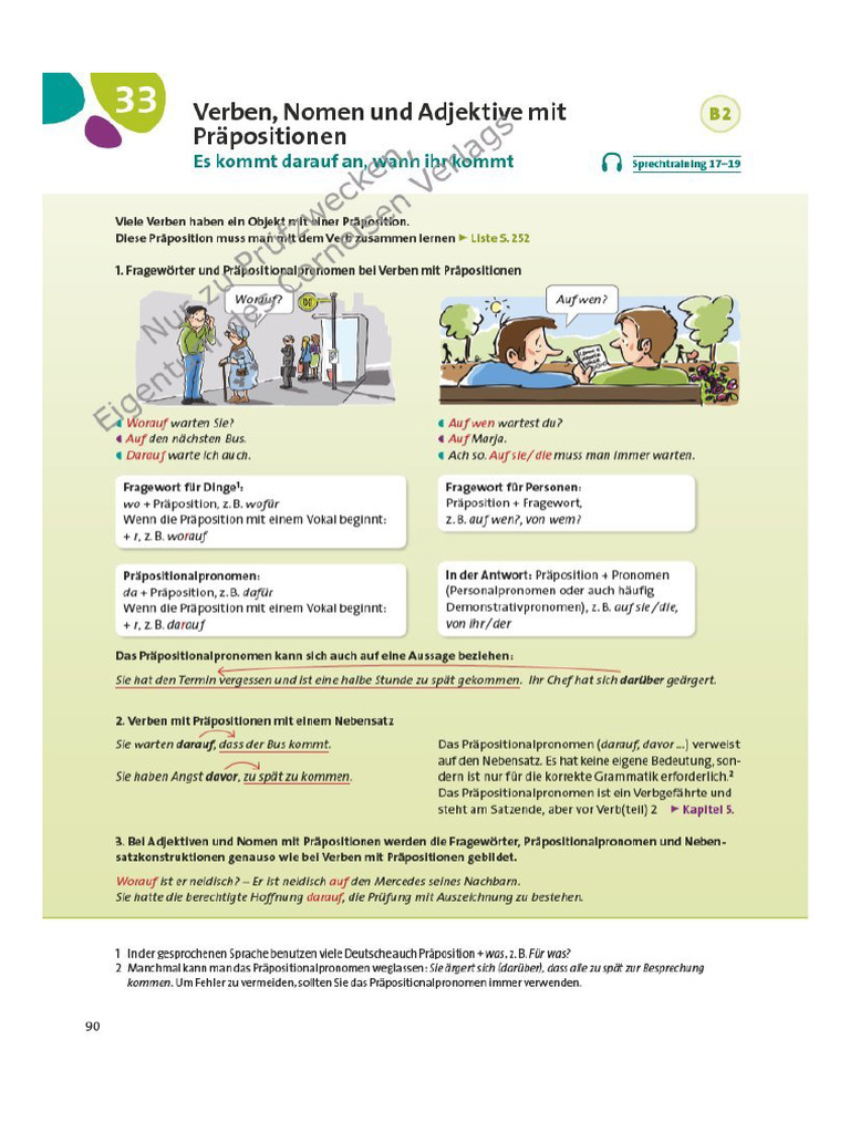 Pronominaladverbien - Verben Mit Prapositionen Handout 10 | PDF