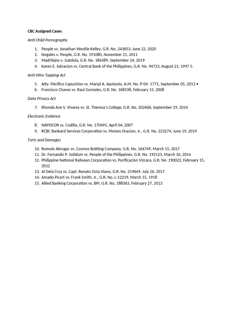 Legal Cases on Child Protection & Privacy | PDF