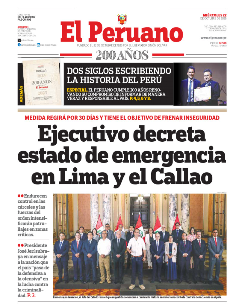 El Peruano: 200 Años de Historia y Compromiso | PDF | Perú | Lima