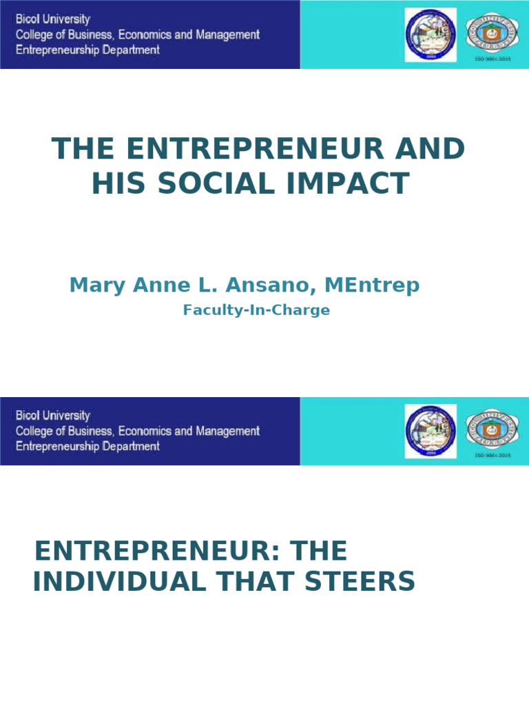 Lesson 2 The Entrepreneur and His Social Impact | PDF ...