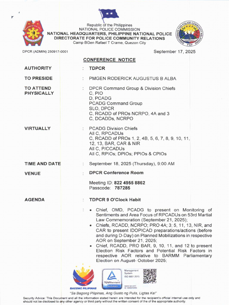 Conference Notice TDPCR 9 O'clock Habit | PDF
