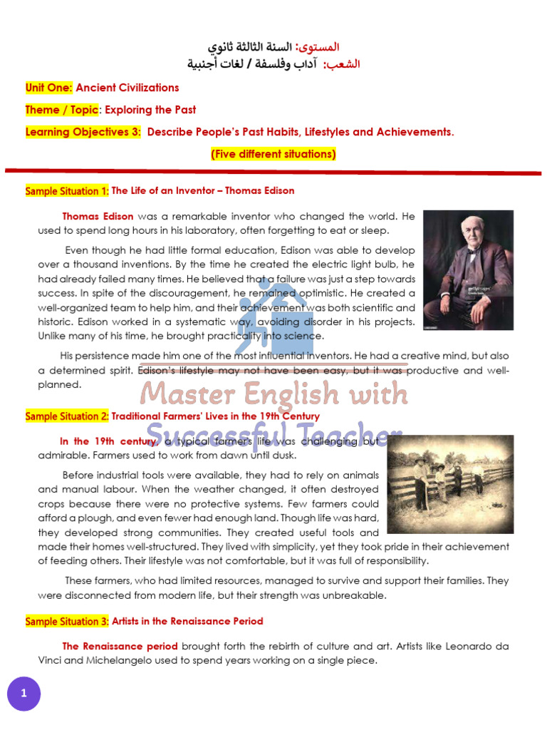 3 Describe People's Past Habits, Lifestyles and Achievements | PDF ...