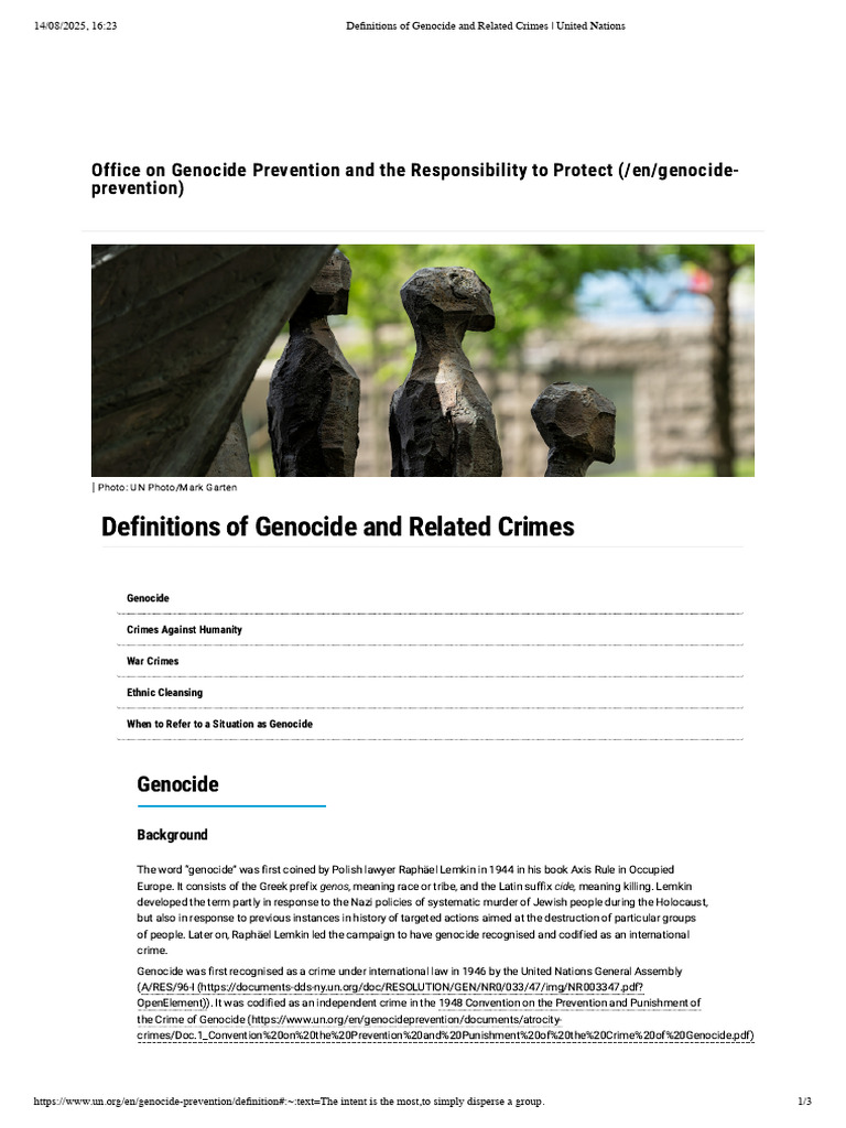Definitions of Genocide and Related Crimes - United Nations | PDF | Genocides | International Law