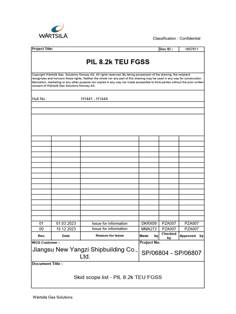 Skid Scope List - PIL 8.2k TEU FGSS | PDF | Valve | Equipment