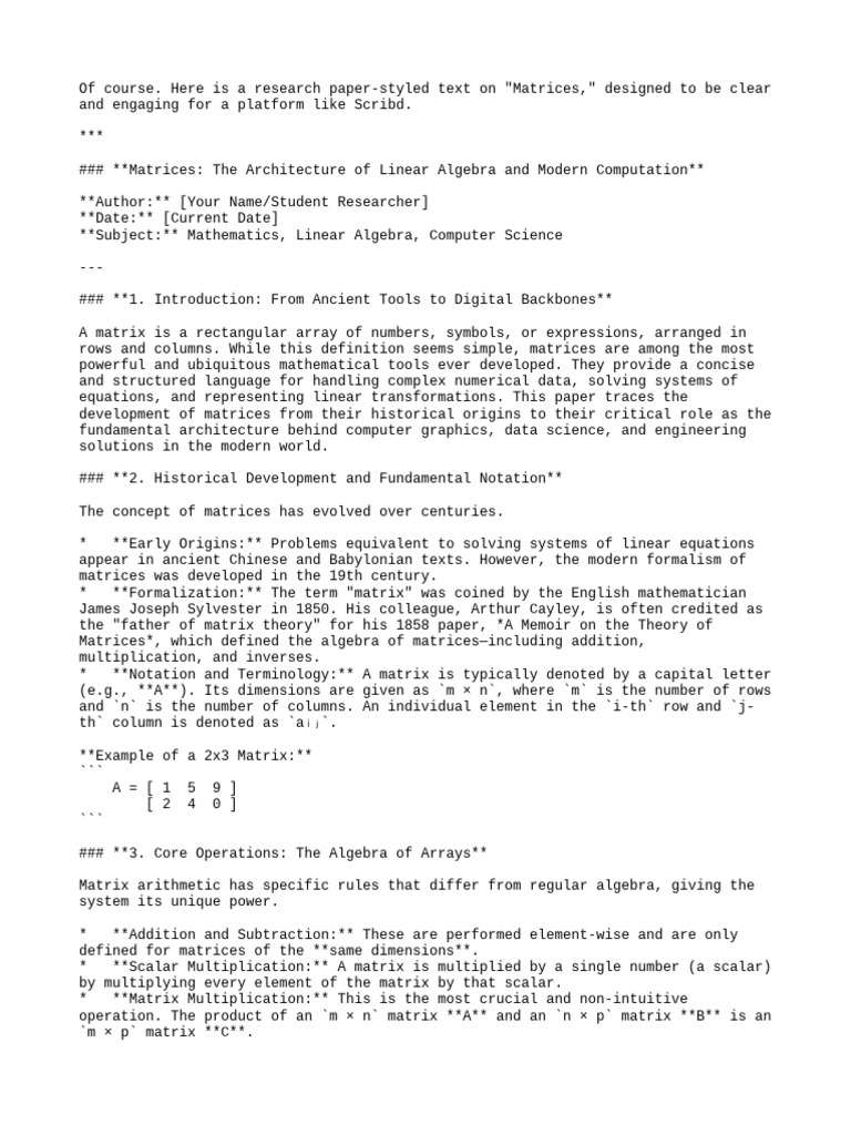 E Math Matrixes | PDF | Matrix (Mathematics) | Algebra