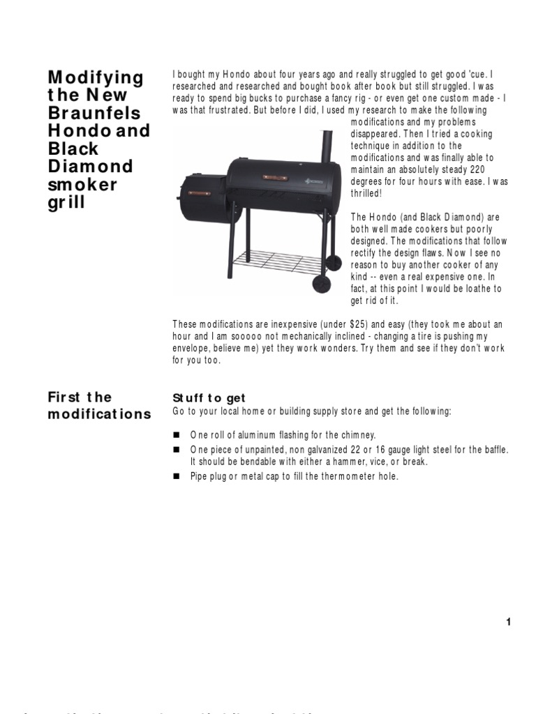 Modifications for New Braunfels Smokers | PDF | Barbecue Grill ...