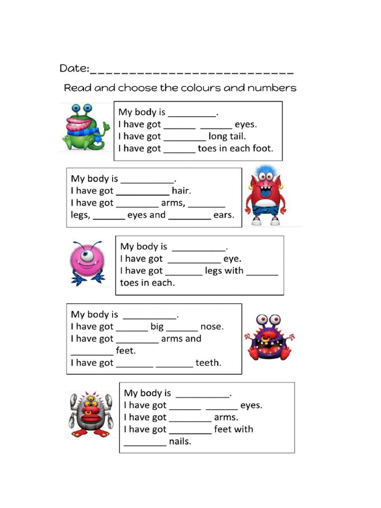 Body Part Worksheet | PDF