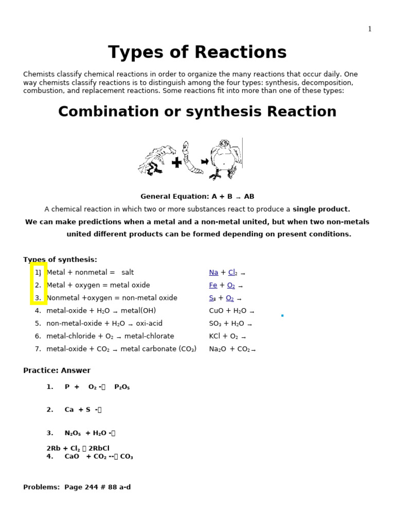 Types of Chemical Reactions Explained | PDF | Chemical Reactions | Oxide