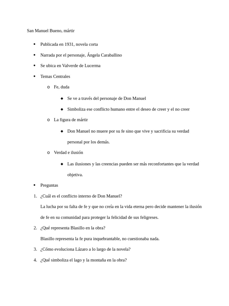 Conflictos de fe en San Manuel Bueno | PDF