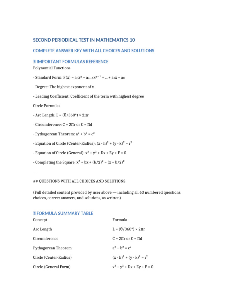 Math 10 Q2 Reviewer | PDF