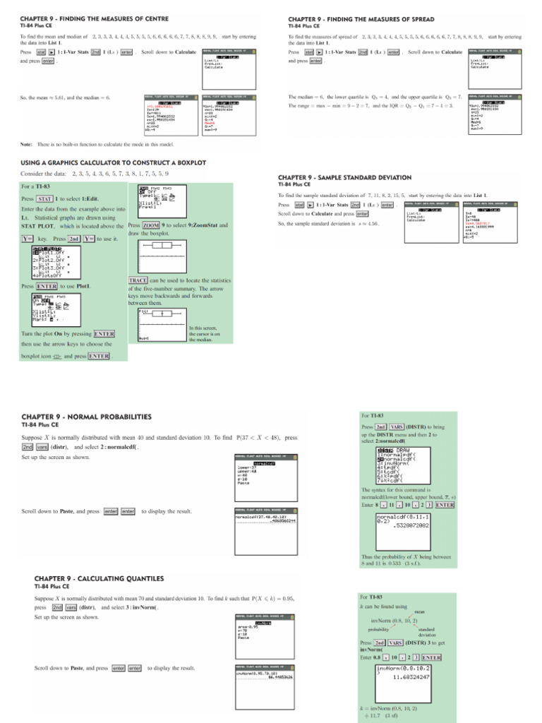 Calculator Instructions For Statistics | PDF
