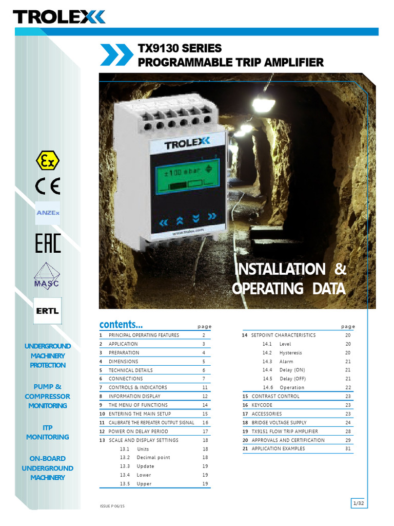 TX9130 Programmable Trip Amplifier Guide | PDF | Relay | Amplifier