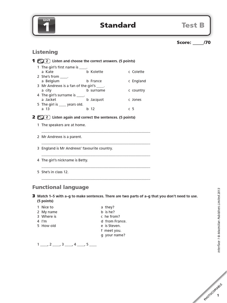 Listening and Vocabulary Test B | PDF | Linguistics