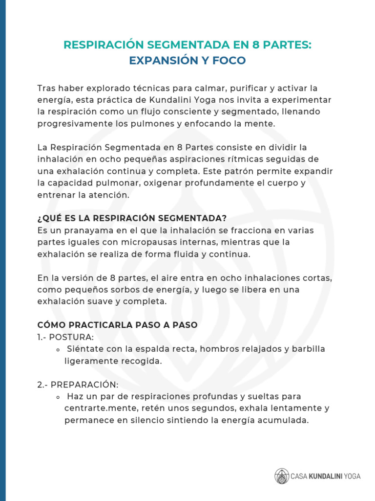 10 Respiración Segmentada en 8 | PDF | Sistema respiratorio | Respiración