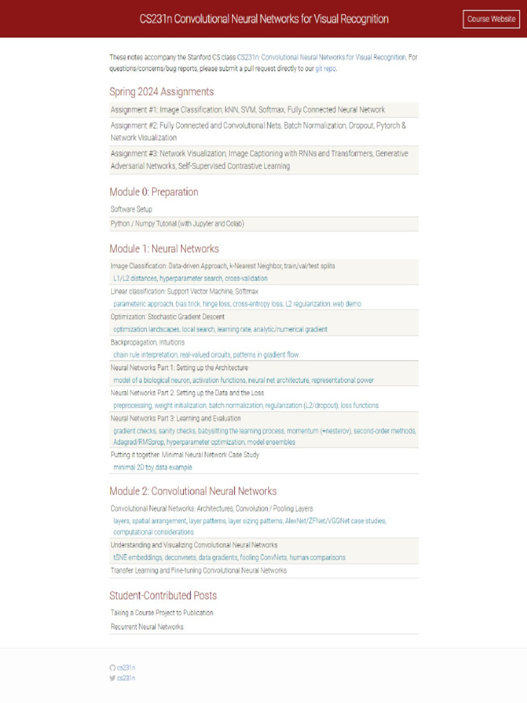 CS231n Convolutional Neural Networks For Visual Recognition | PDF