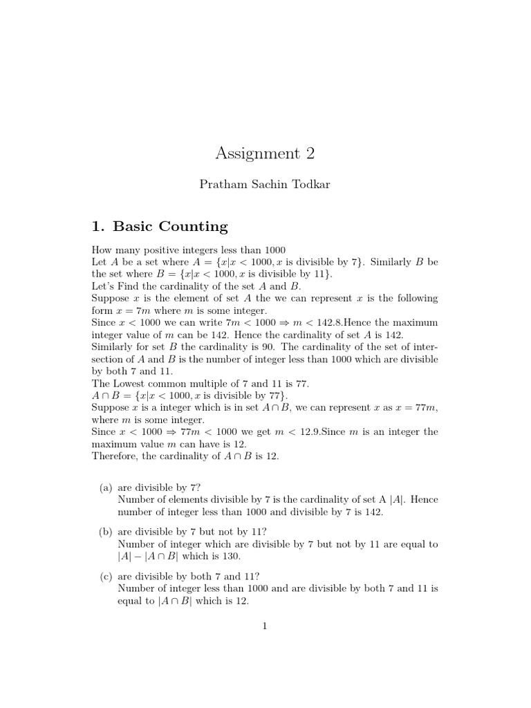 CS201 Assignment 2 | PDF | Number Theory