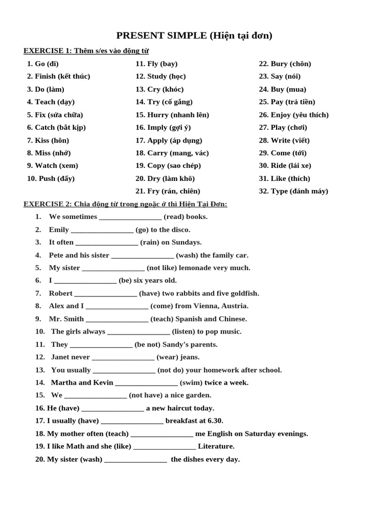 M0 - Unit 1 - Present Simple | PDF