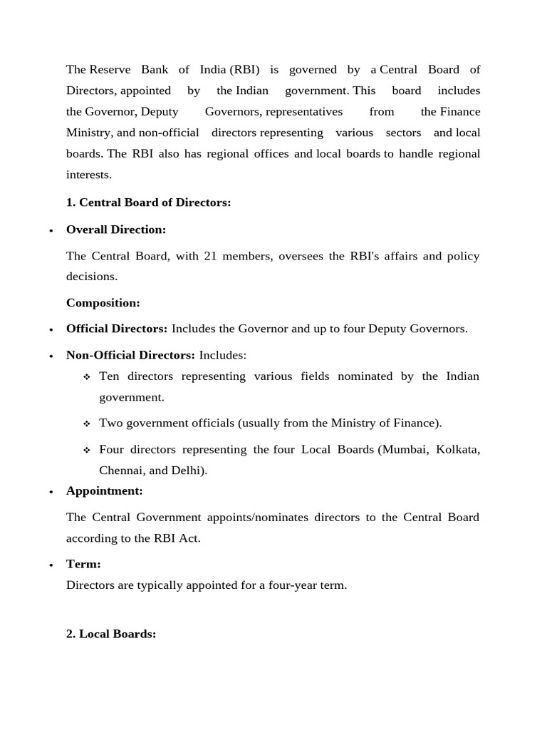 Org. Structure of RBI | PDF