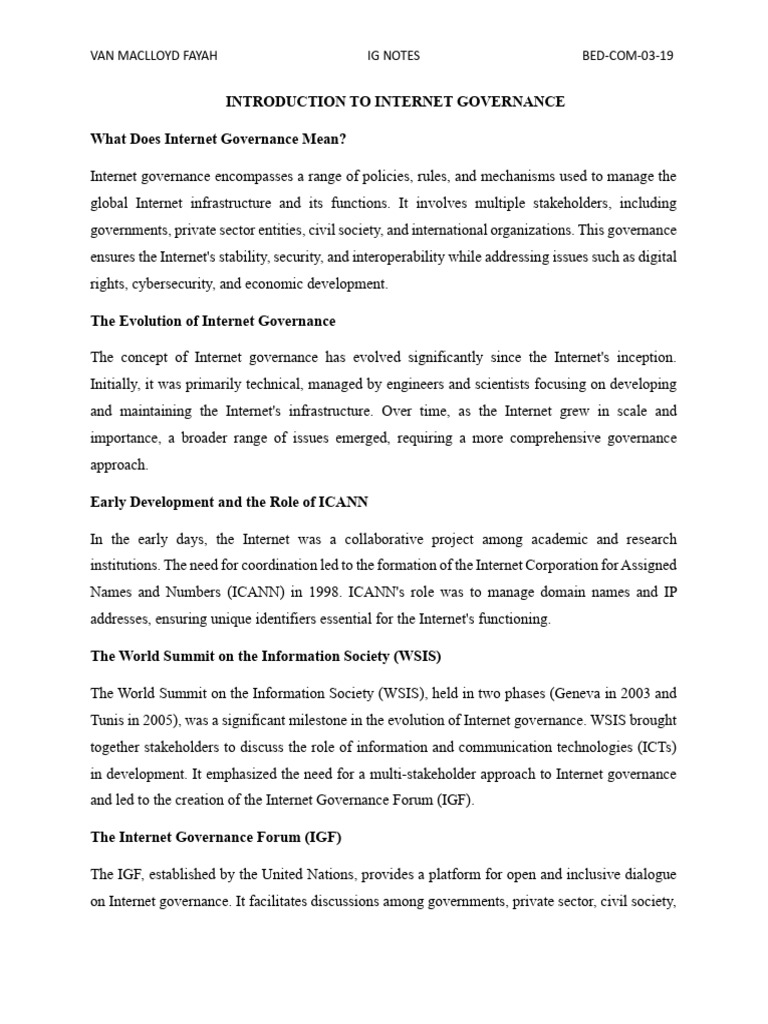 Overview of Internet Governance Concepts | PDF | Internet Governance ...