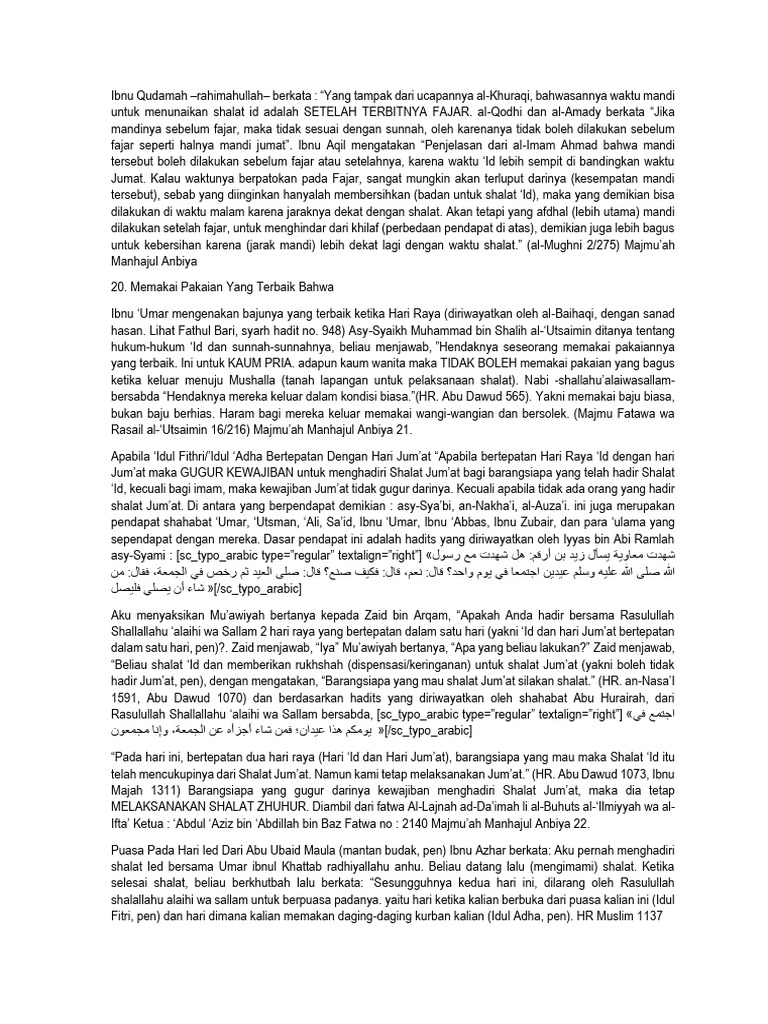 Hukum Mandi dan Pakaian di Hari Raya | PDF