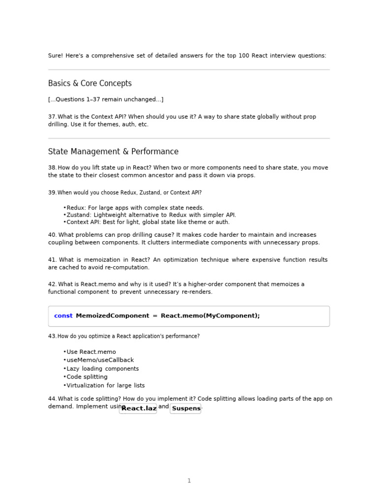 React Interview Questions Answers | PDF | Software Engineering | Computing