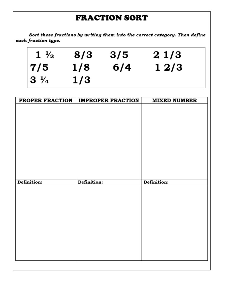 Fraction Sort | PDF