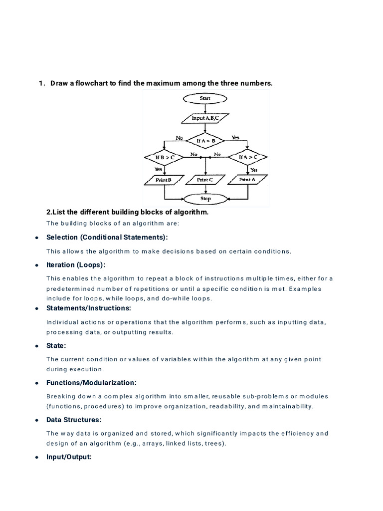Draw A Flowchart To Find The Maximum Among The Three Numbers | PDF