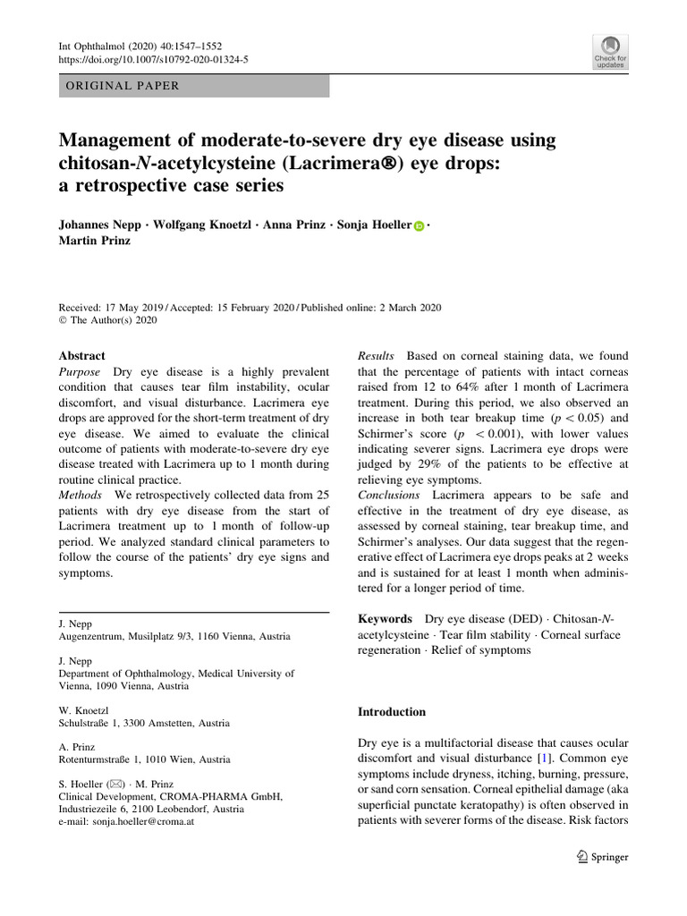 Management of Moderate-To-Severe Dry Eye Disease | PDF | Cornea ...