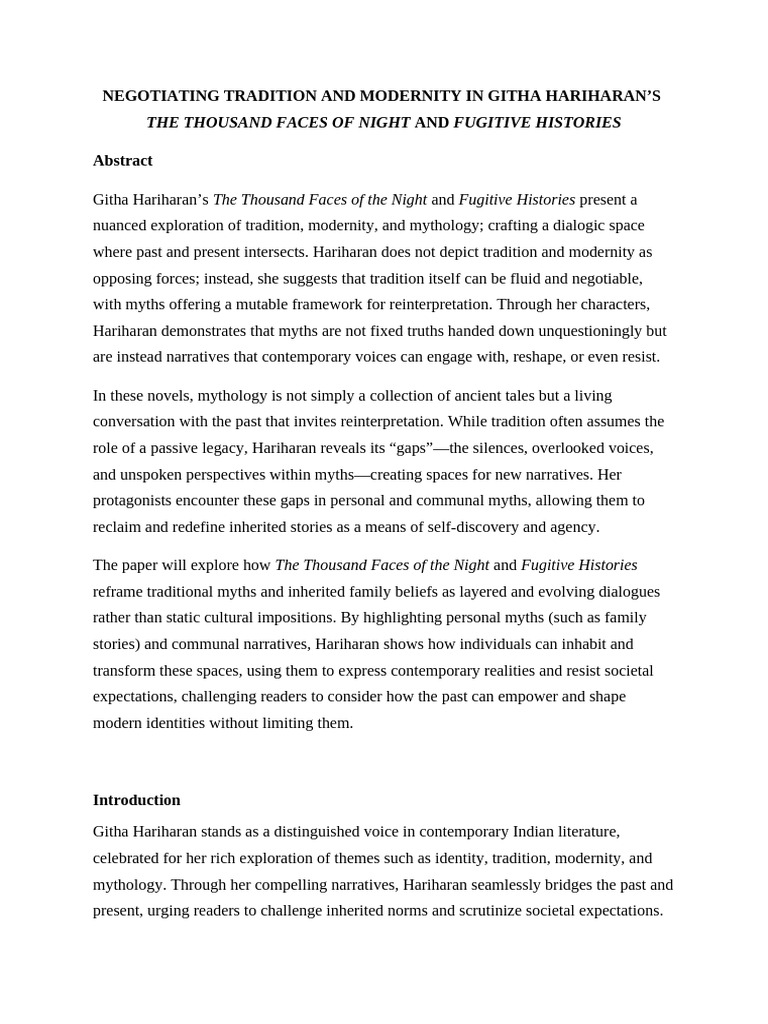 A Study of The Works of Githa Hariharan | PDF | Narrative