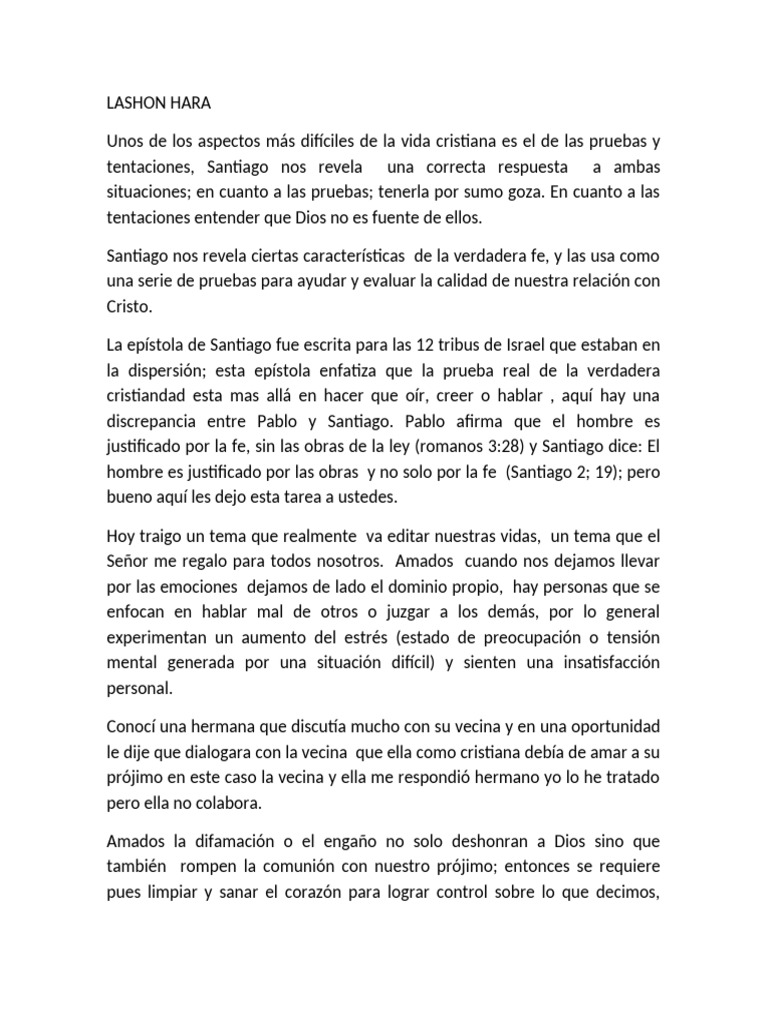 LASHON HARA La Predica | PDF | Sola Fide