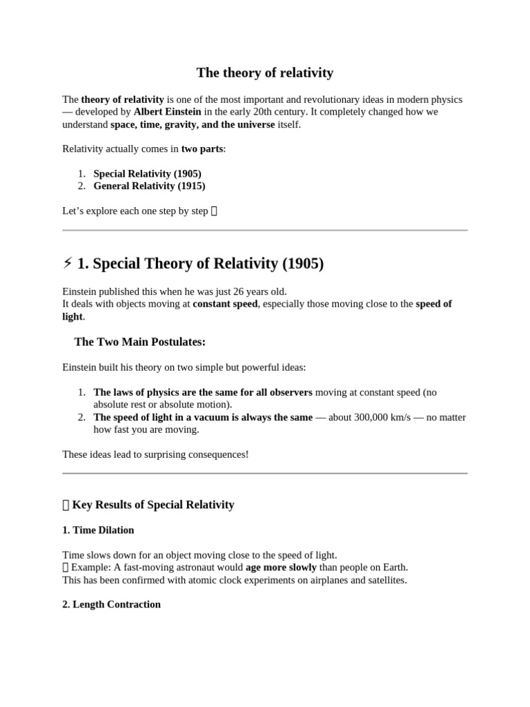 The Theory of Relativity | PDF | Gravity | General Relativity