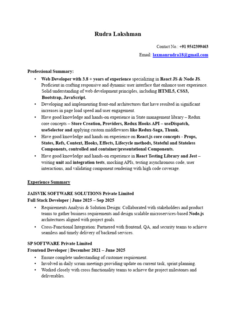 Rudra Lakshman Resume | PDF | Computing | Technology Development