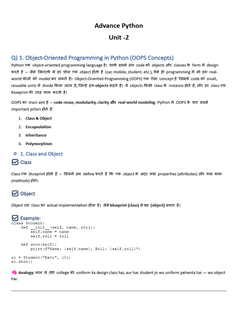 Unit 2 Advance Python | PDF