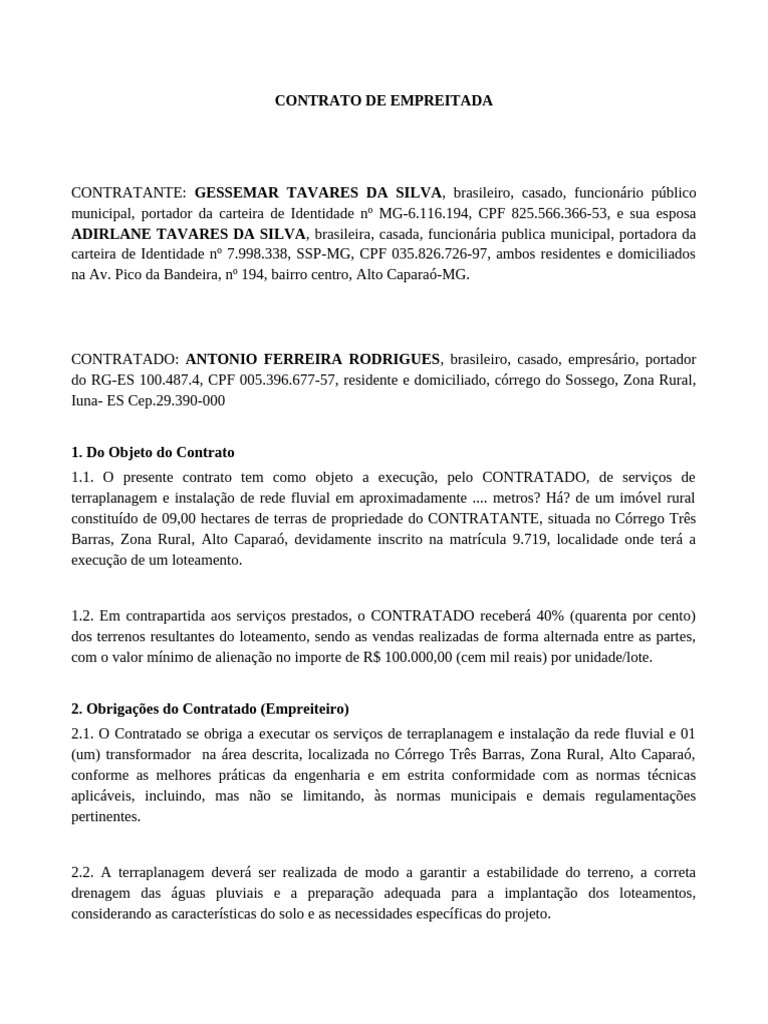 Contrato Gessemar Antonio | PDF | Direito Privado | Direito Comum