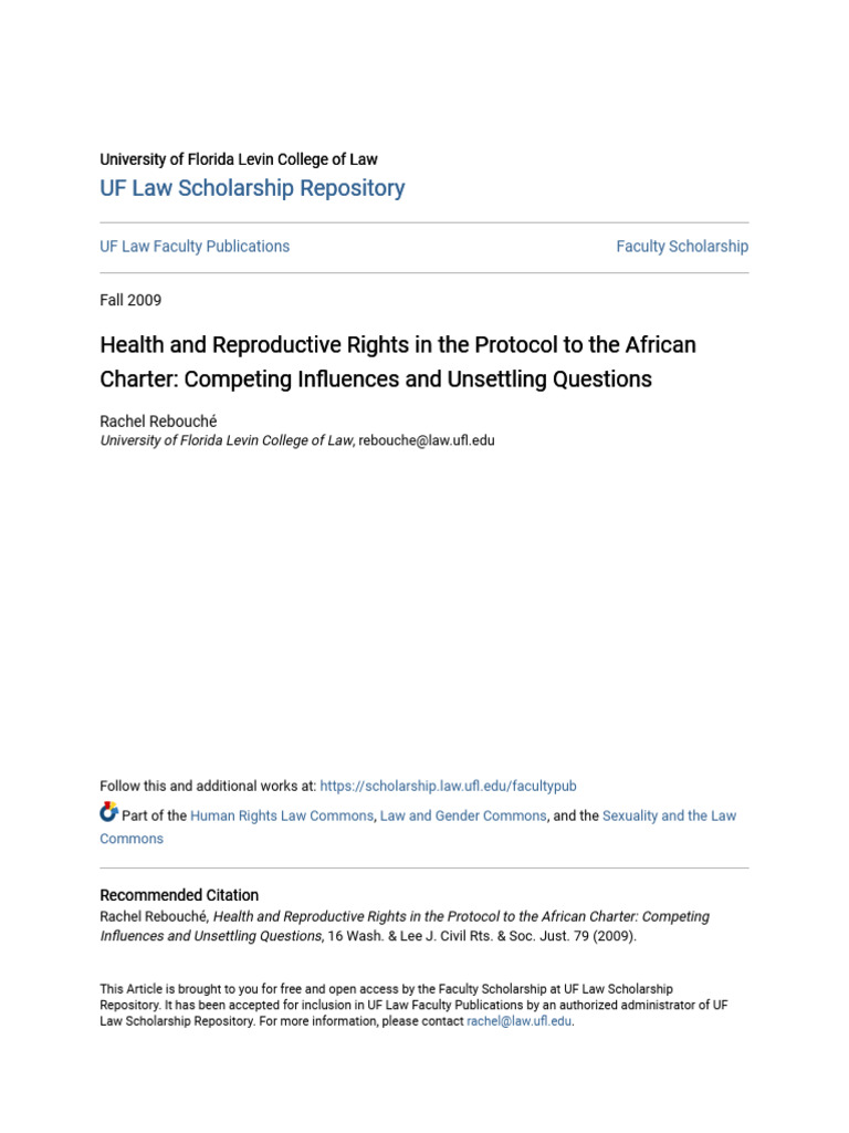 Health and Reproductive Rights in The Protocol To The African Cha | PDF ...