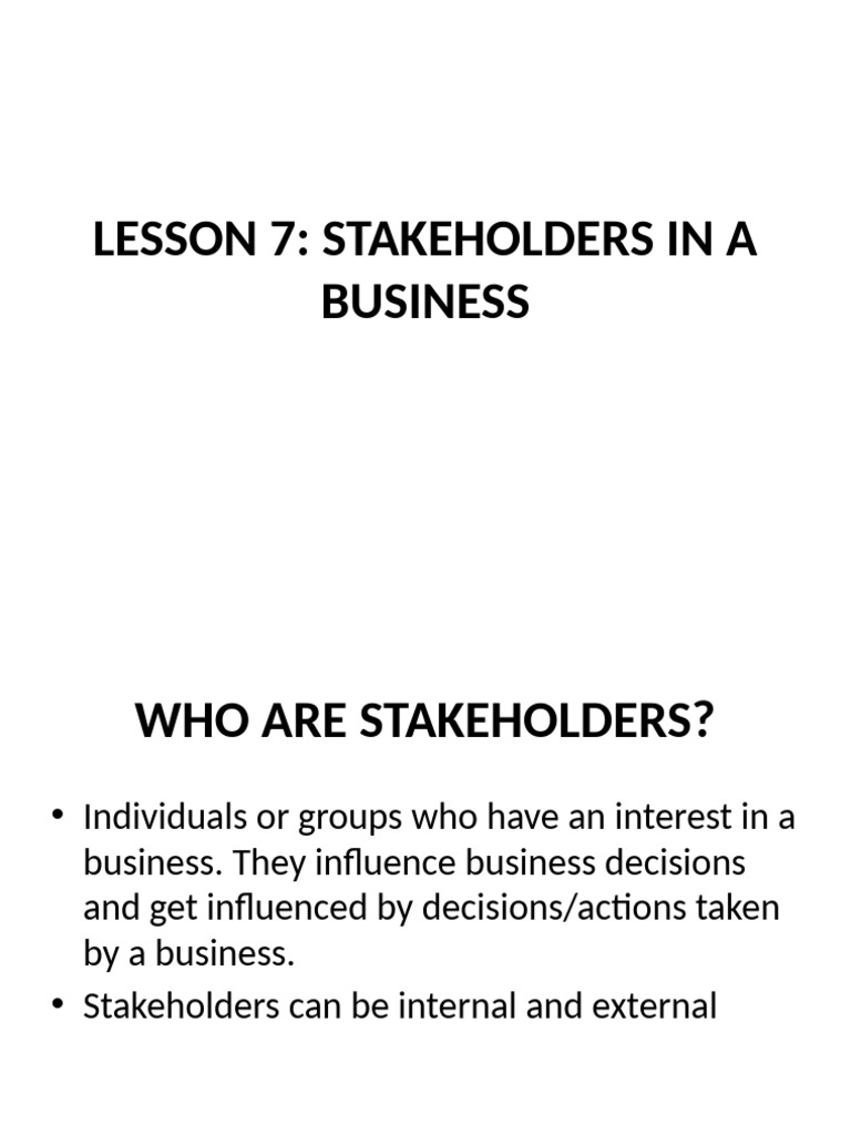 LESSON 7.Pptx Stakeholders | PDF | Employment | Layoff