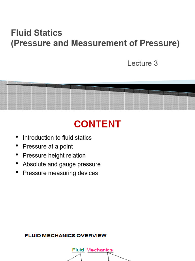 Understanding Fluid Statics and Pressure | PDF | Pressure | Stress ...