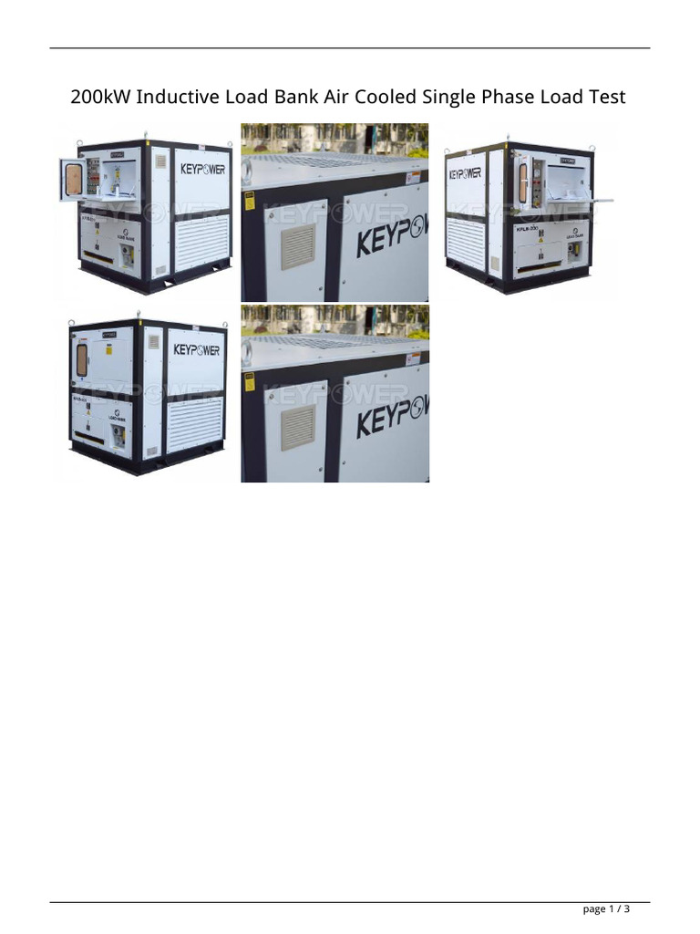 200kw Inductive Load Bank Air Cooled Single Phase Load Test | PDF ...
