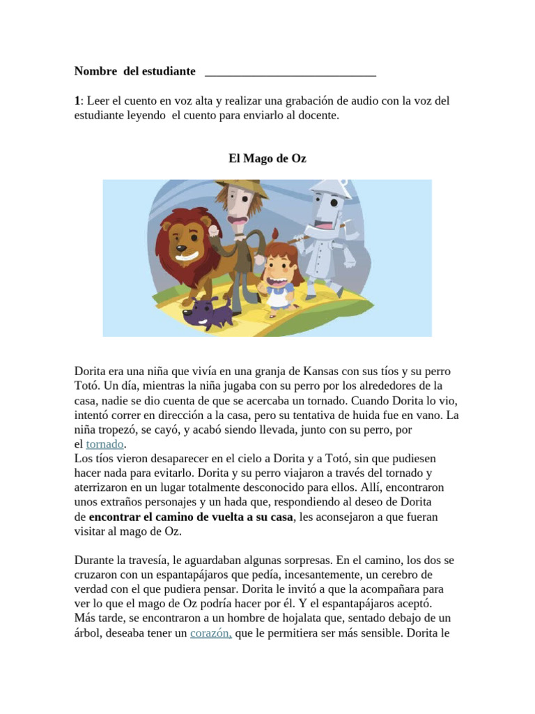 El Mago de Oz - Cuento y Guia | PDF