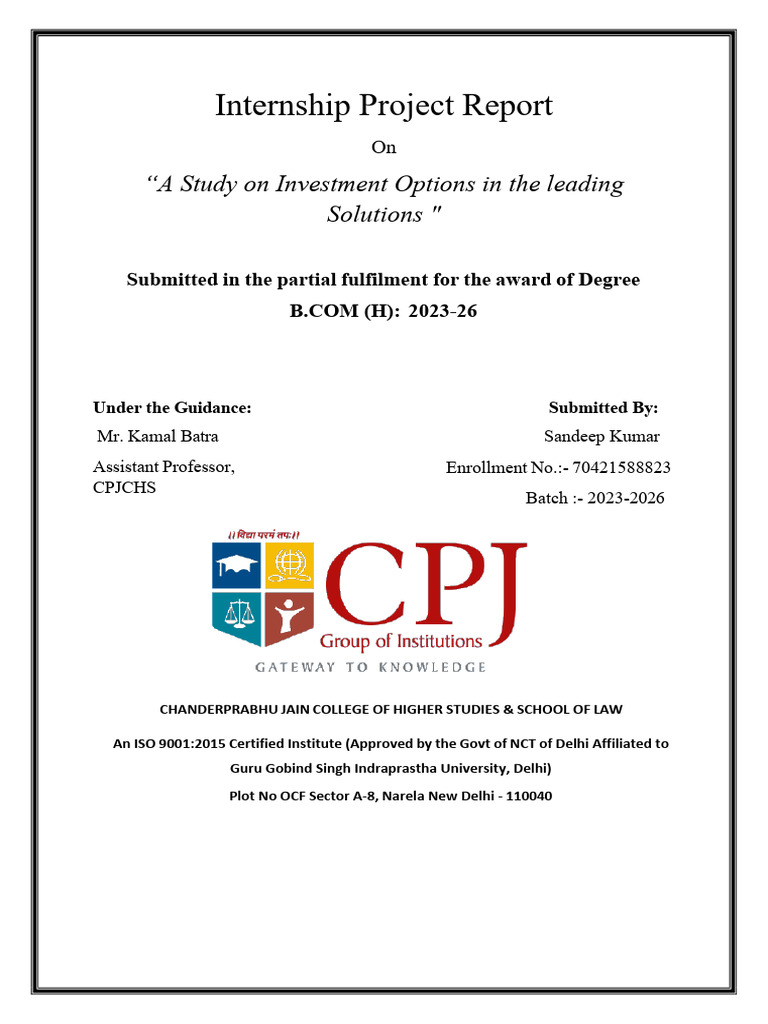 Internship Project Report Sandeep Kumar | PDF