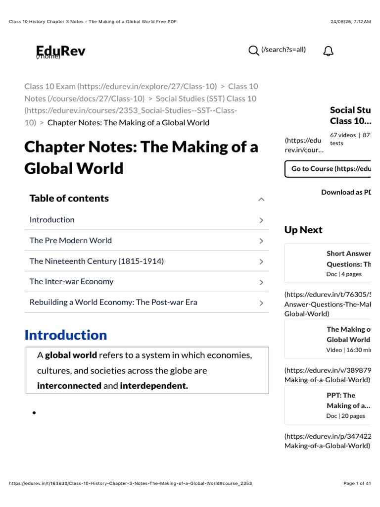 Class 10 History Chapter 3 Notes - The Making of A Global World Free ...