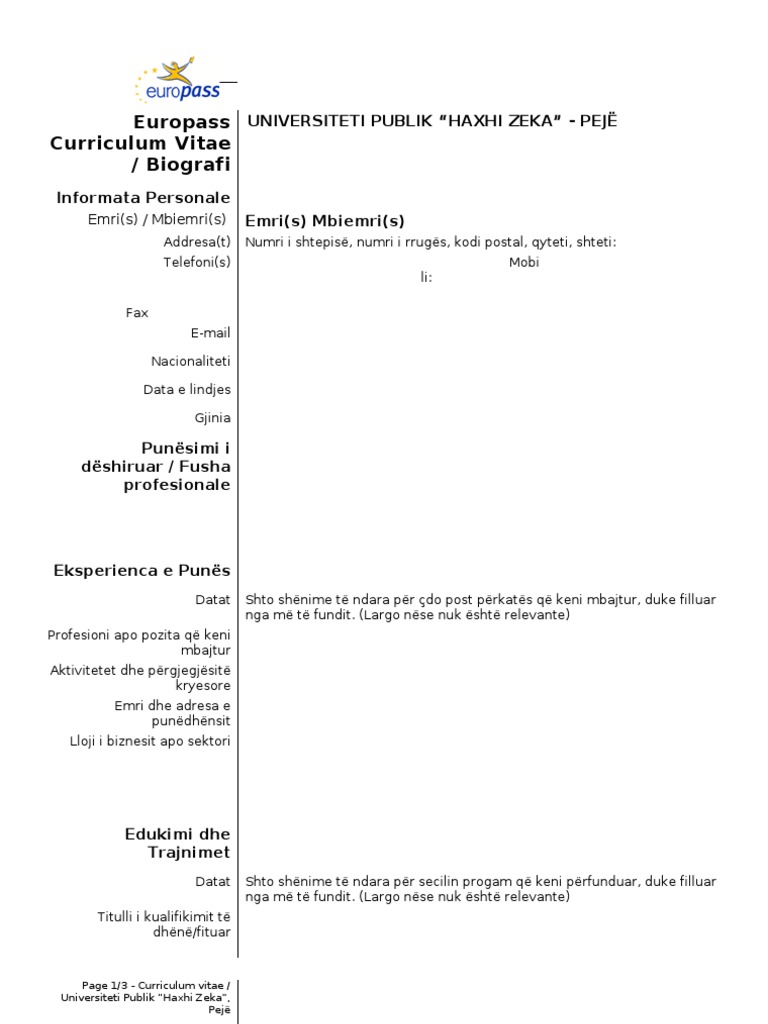 CV Per Studentet | PDF